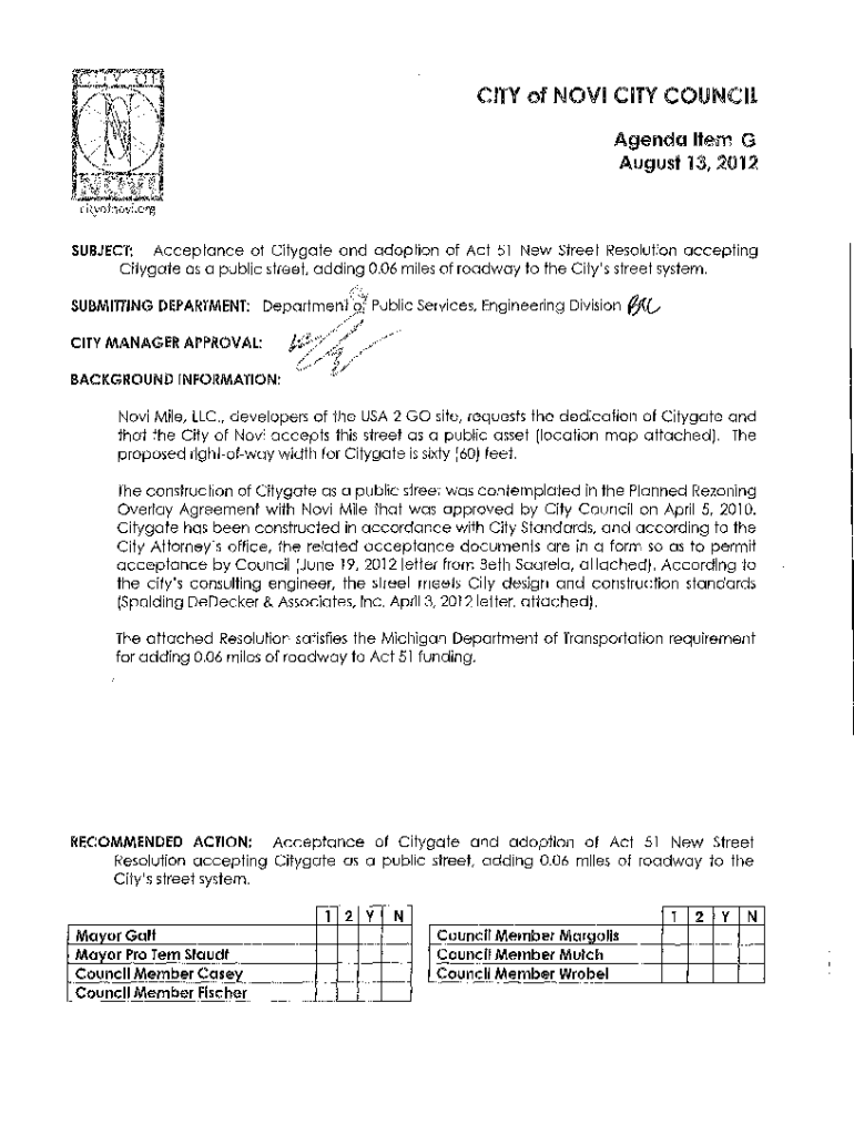 Fillable Online Consent G - Acceptance Adoption of Act 51 for Citygate (2) Fax Email Print ...