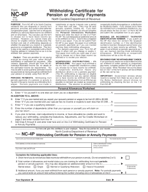 Fillable Online NC-4P - Withholding Certificate for Pension or Annuity ... Fax Email Print ...
