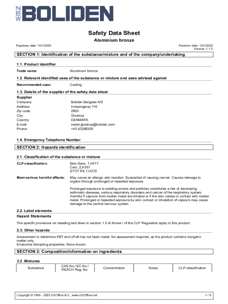 Fillable Online Safety Data Sheet Aluminum Alloys 1XXX, 2XXX, 3XXX ...