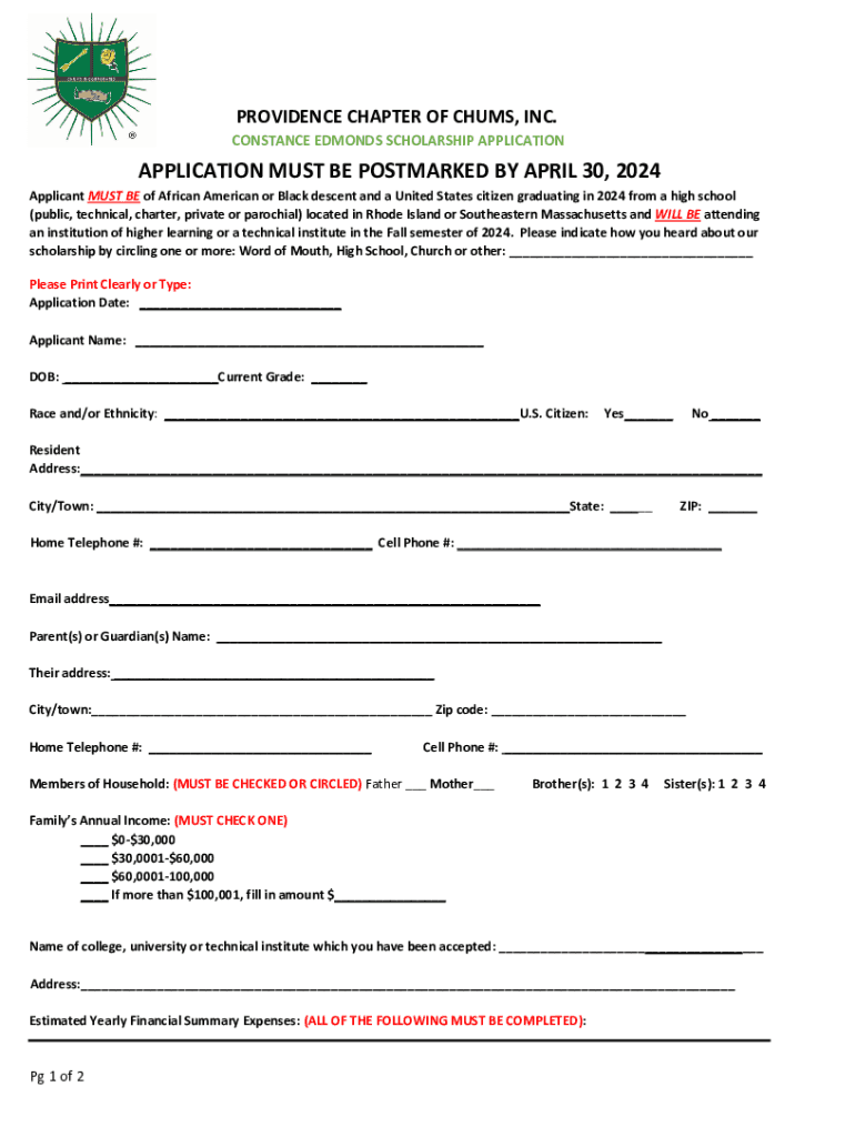 Fillable Online Fillable Online APPLICATION MUST BE POSTMARKED BY ... Fillable Online Fillable Online APPLICATION MUST BE POSTMARKED BY ...