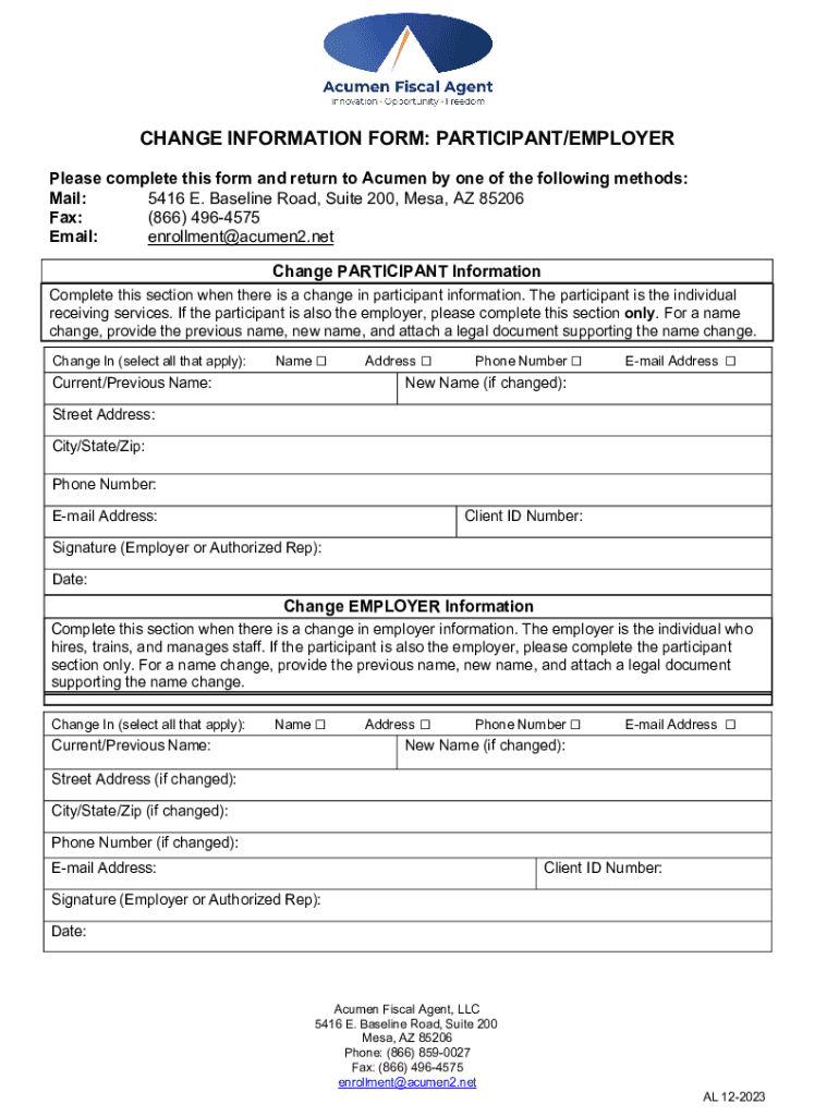 Fillable Online OR Employee Change Information Form Fax Email Print ...