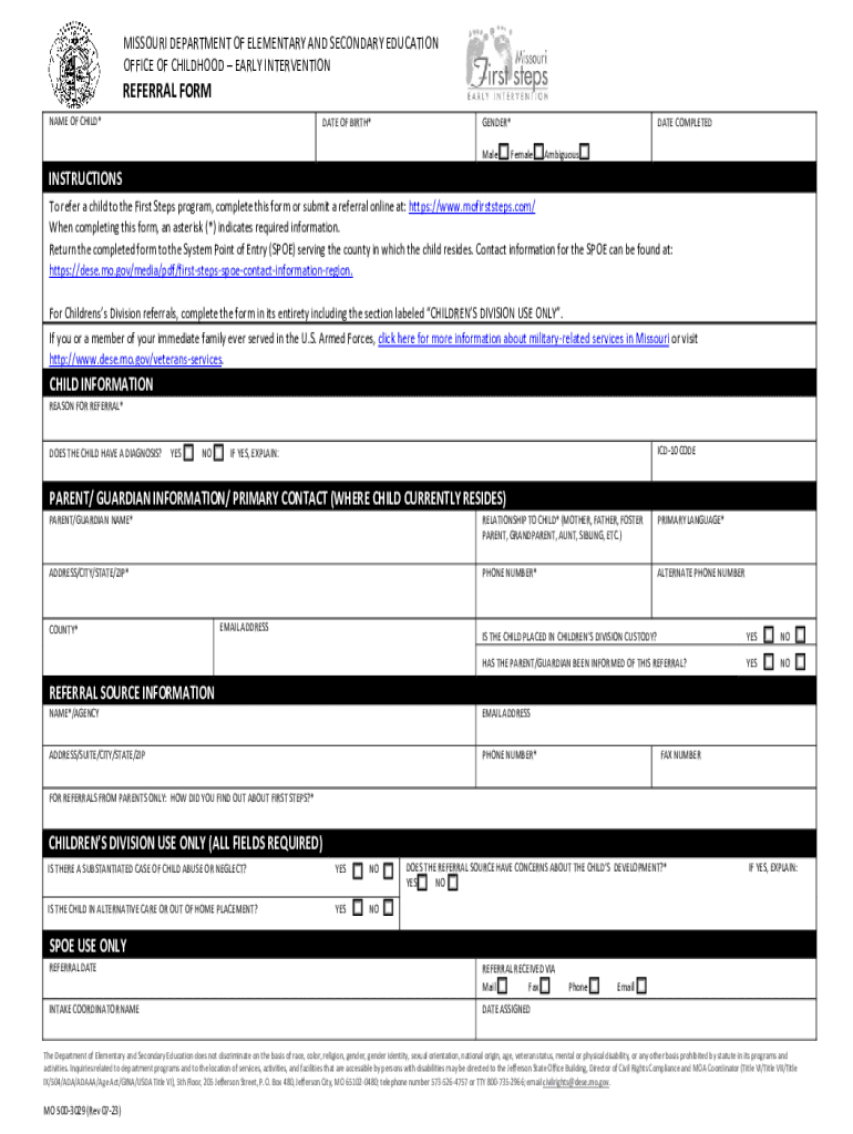 Fillable Online dese mo First Steps Due Process form Fax Email Print ...