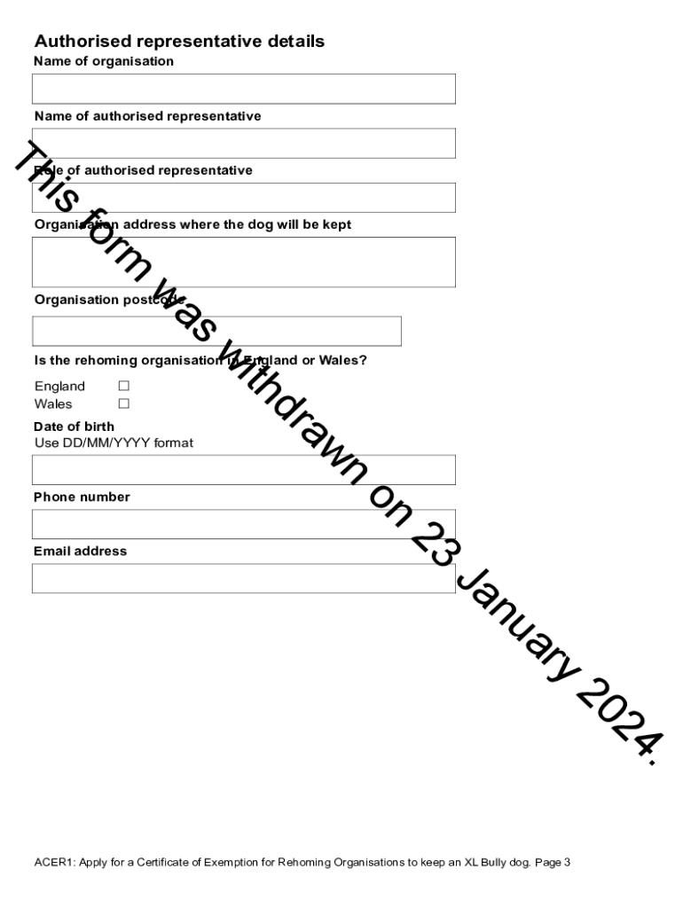 Fillable Online Apply for a Certificate of Exemption for an XL Bully ...