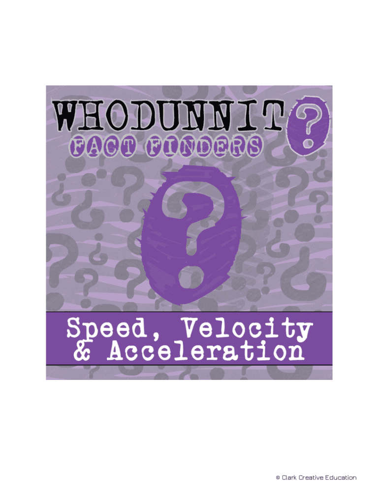 Fillable Online Speed, Velocity & Acceleration Whodunnit Activity Fax ...