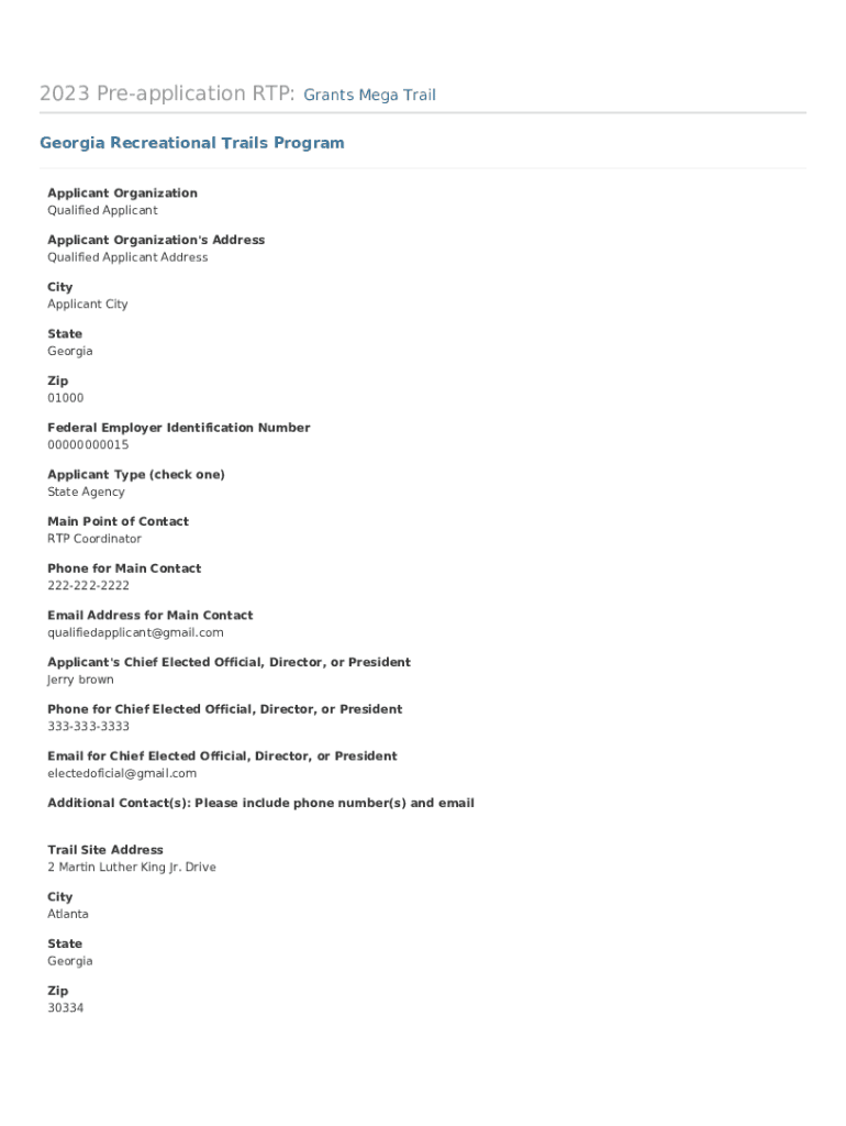 Fillable Online RTP Pre-Application Form Fax Email Print - pdfFiller