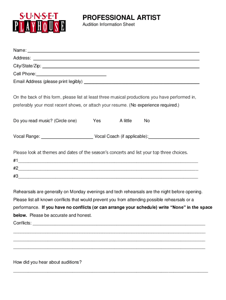 Fillable Online Wording for cast list email for school musicalOpen ...