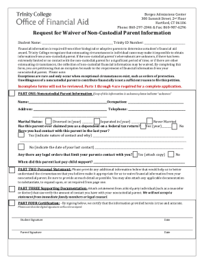 Fillable Online Request for Waiver of Non-Custodial Parent Information ...