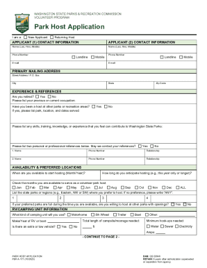 Fillable Online parks wa Park Host Application - Washington State Parks ...