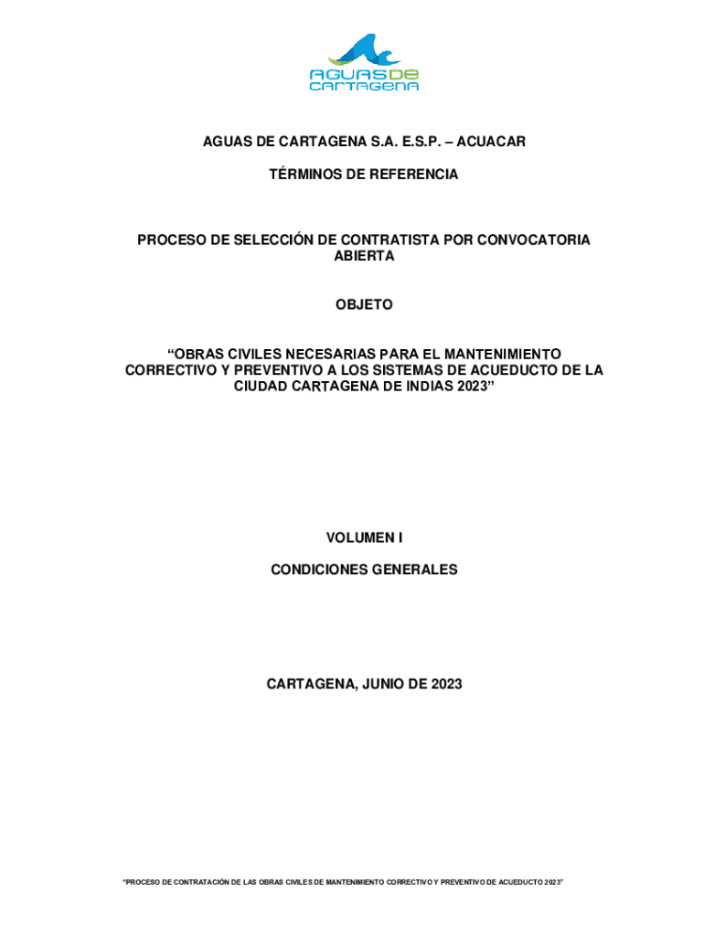 Completable En línea ACUACAR TRMINOS DE ... - AGUAS DE CARTAGENA S.A. E ...
