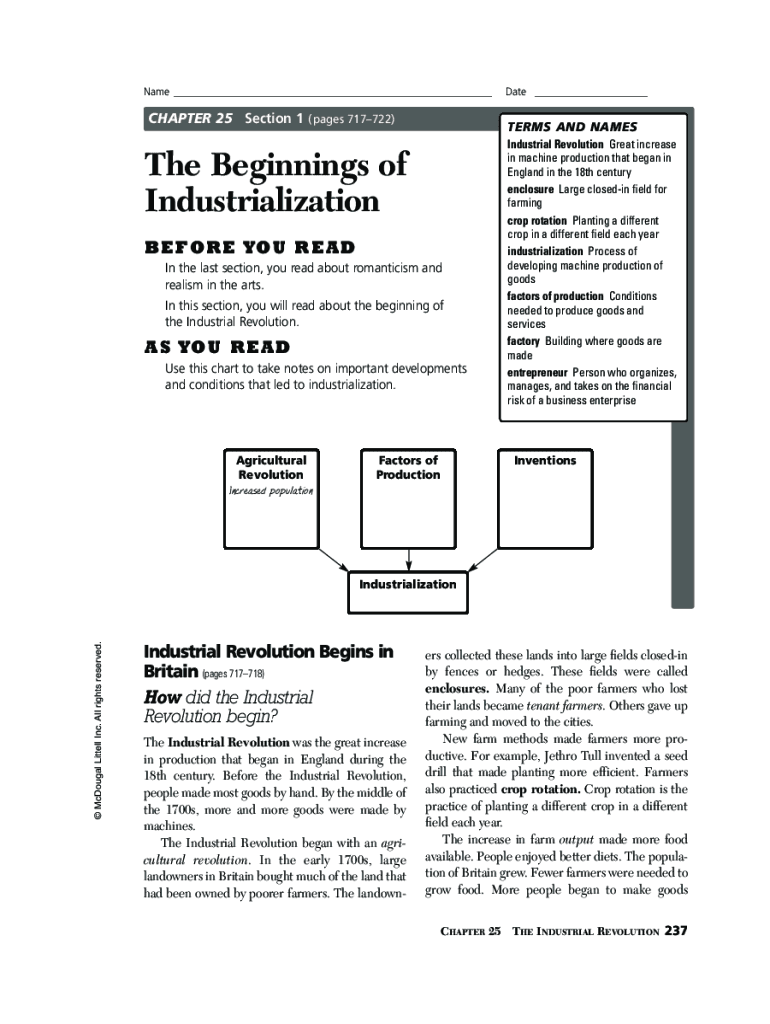 Fillable Online Chapter 25 - Section 1 The Beginnings of ...