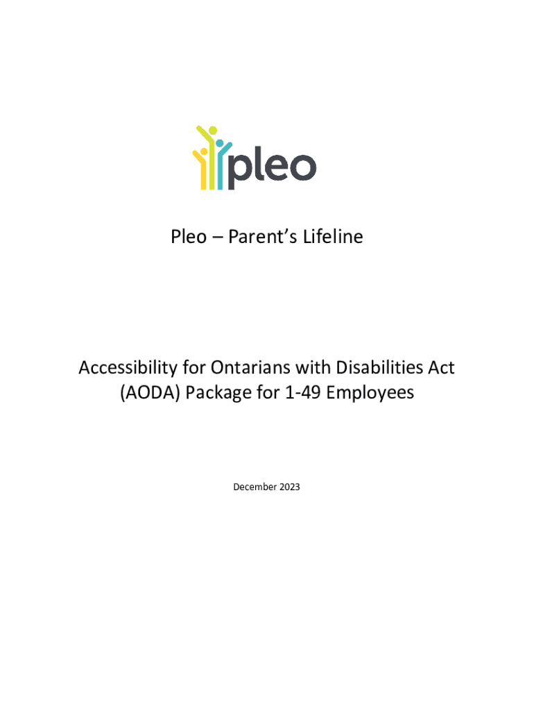 Fillable Online Accessibility for Ontarians with Disabilities Act (AODA ... - PLEO Fax Email ...