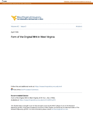 Fillable Online Form of the Original Writ in West Virginia Fax Email ...