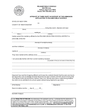 Fillable Online Affidavit of Third Party - Admission Form Fax Email ...