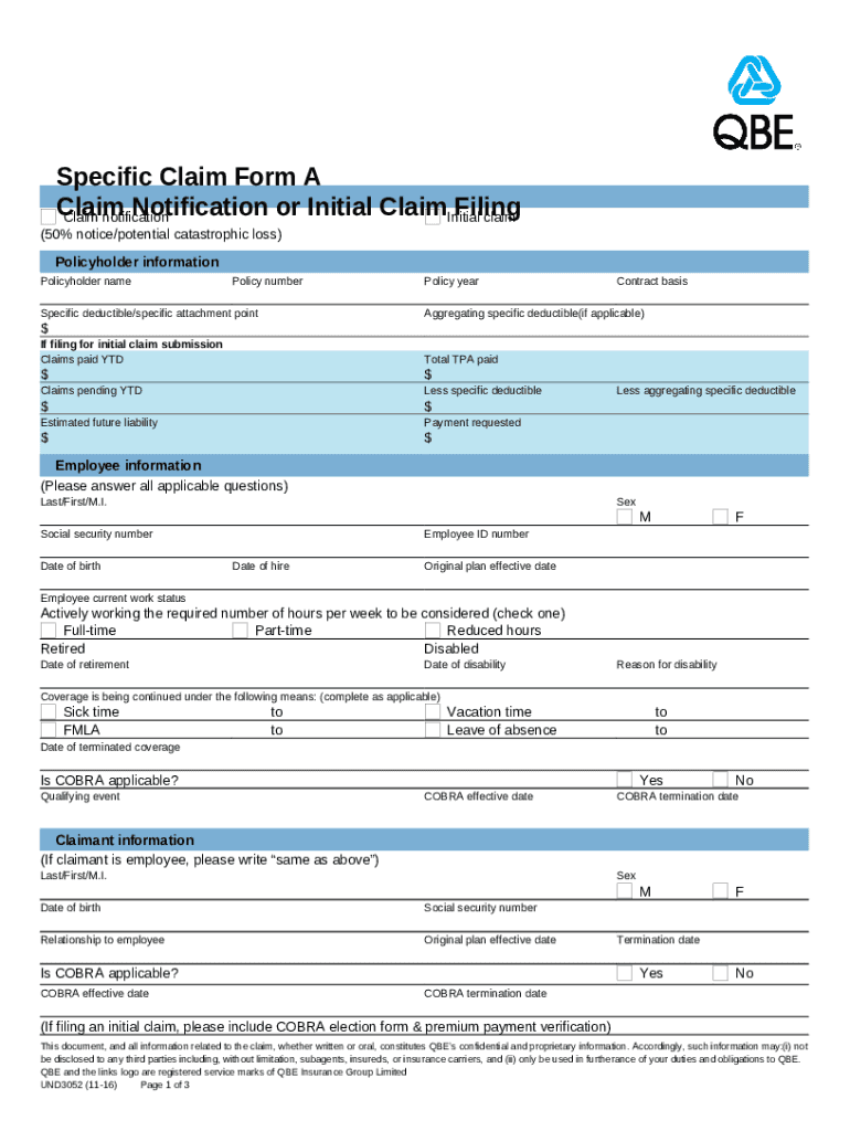 Specific Claim A Claim Notification or Initial Claim Filing Doc ...