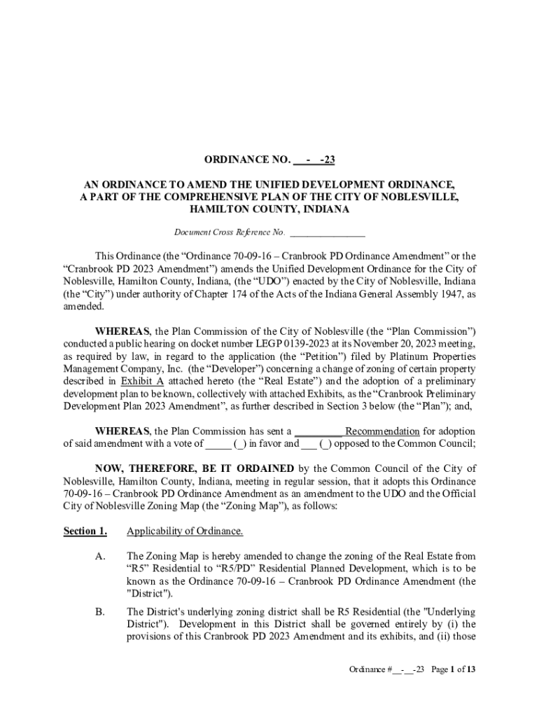 Fillable Online 23 an Ordinance to amend the unified development ...