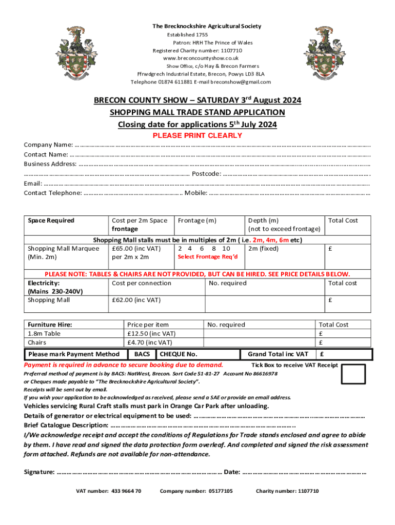 Fillable Online Food Hall Trade Stand Form 2024 Fax Email Print - pdfFiller