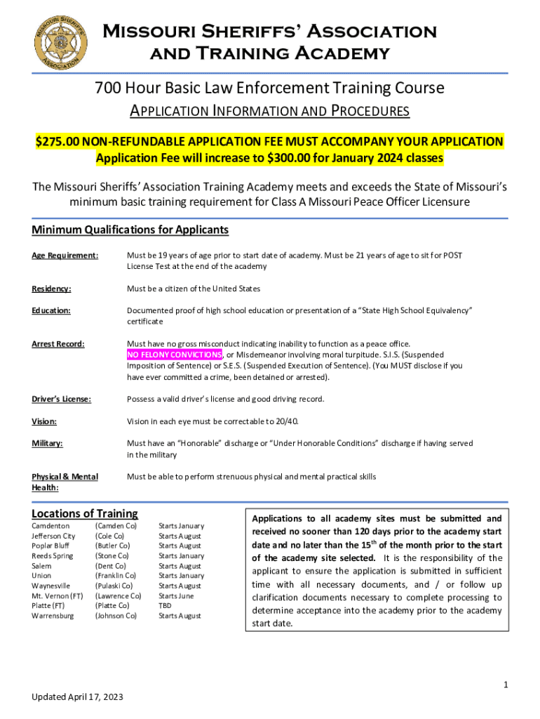 Fillable Online Fillable Online 700 Hour Basic Law Enforcement Training ...