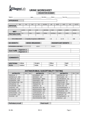 Fillable Online DL 061 URINE WORKSHEET Fax Email Print - pdfFiller