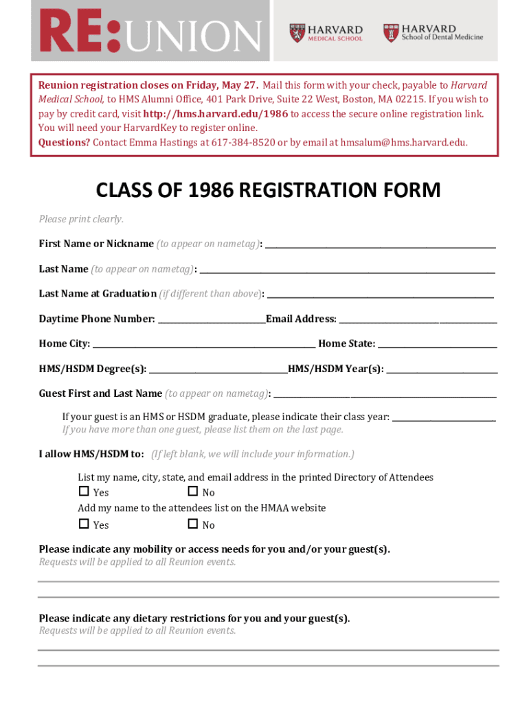 Fillable Online hms harvard Fillable Online hms harvard class of 1966 ...