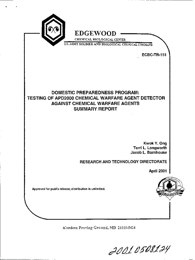 Fillable Online testing of m90-d1-c chemical warfare agent detector ...