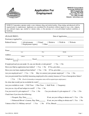 Fillable Online Application for Employment Form 2000-CA 201808.docx Fax Email Print - pdfFiller