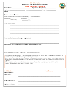 Fillable Online Traffic Calming (Neighborhood Traffic Management Program) Fax Email Print ...
