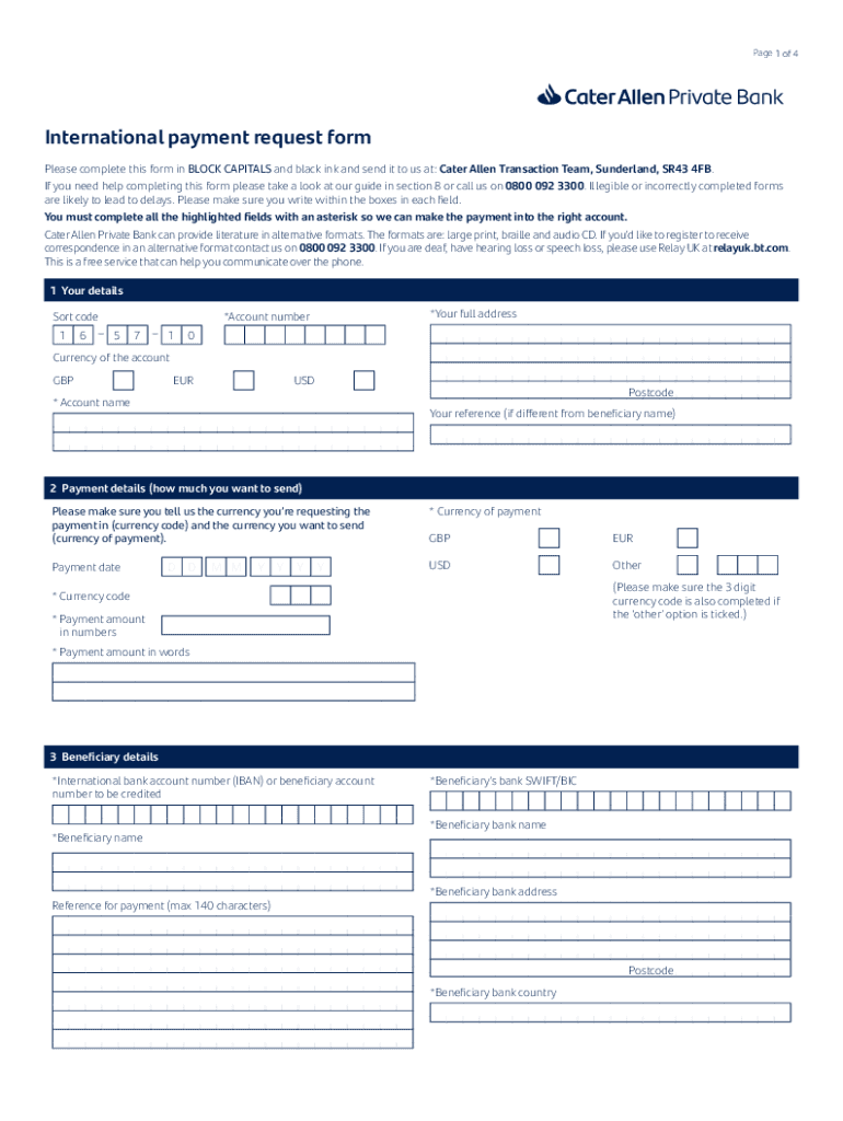 Fillable Online Free fillable Cater Allen Private Bank PDF forms Fax ...