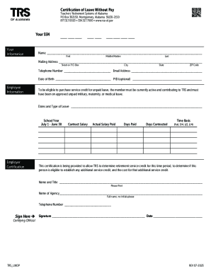 Fillable Online Certification of Leave Without Pay Fax Email Print ...