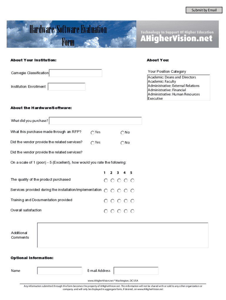 Fillable Online Hardware/Software Evaluation Form Fax Email Print ...