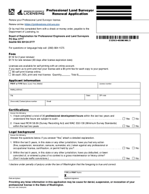 Fillable Online Professional Land Surveyor Renewal Application Fax ...