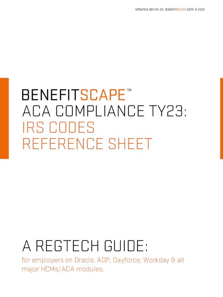 Fillable Online ACA TY23: IRS CODES REFERENCE SHEET Fax Email Print - pdfFiller