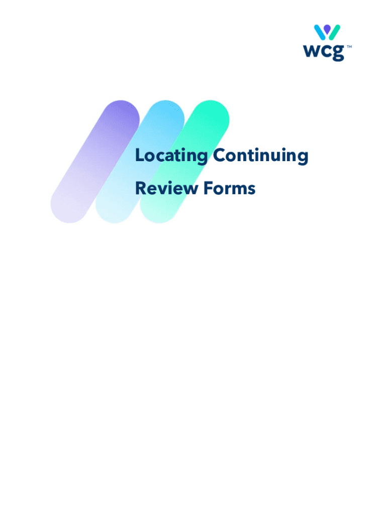 Fillable Online Locating Continuing Review Forms. WCG IRB Connexus Fax ...