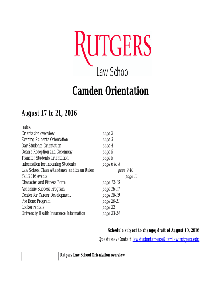 Planning and running orientation programmes for ... - law rutgers Doc Template | pdfFiller