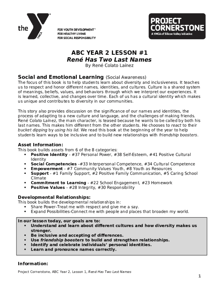 ABC READER'S OUTLINE Ren Has Two Last Names by ... Doc Template | pdfFiller