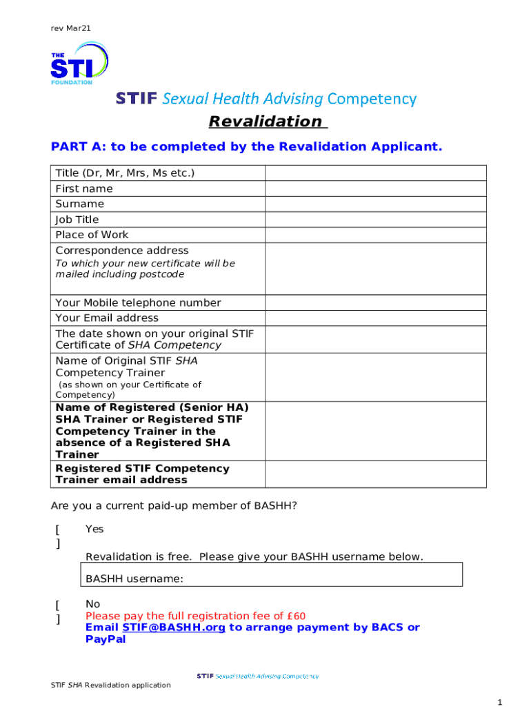 SHA Revalidation Doc Template | pdfFiller