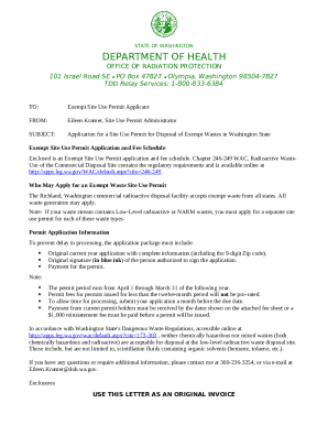 Exempt Radioactive Waste Disposal - Site Use Permit Application - doh ...