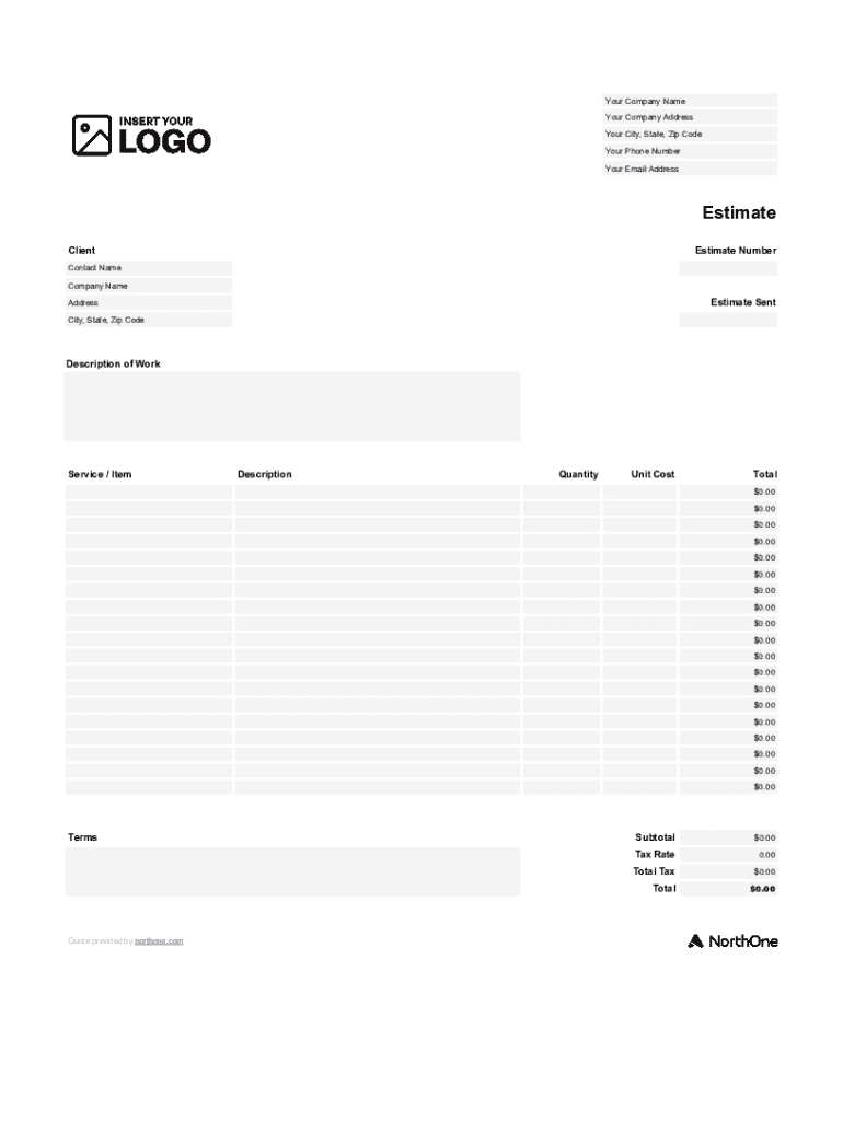 Fillable Online Construction Estimate Template (PDF) Fax Email Print ...