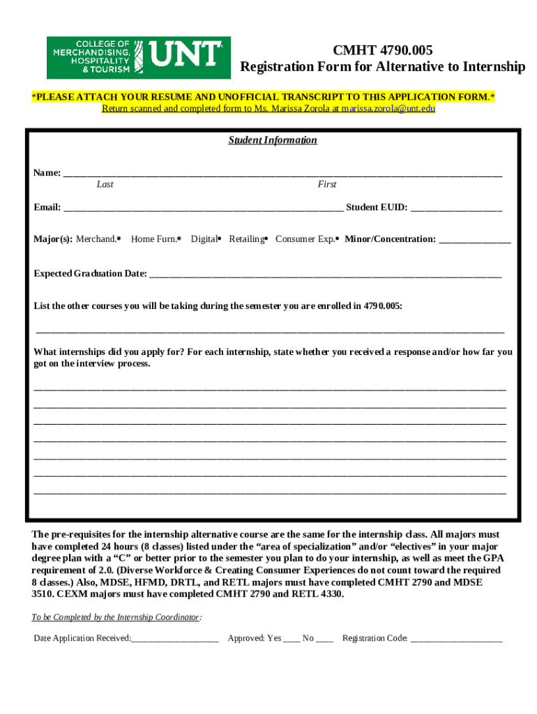 Internship ProgramCollege of Merchandising, Hospitality ... - cmht unt ...