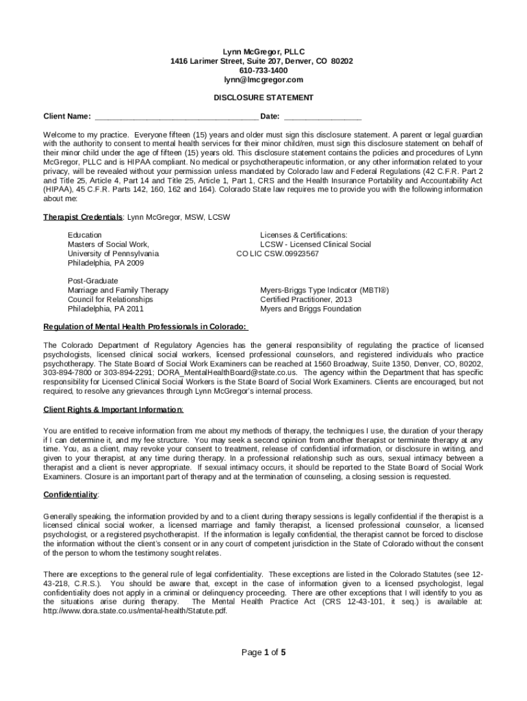 Disclosure Statement (MS Word download) - Lynn McGregor Doc Template ...