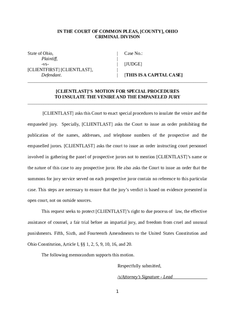 Motions ManualOhio Public Defender Commission - opd ohio Doc Template | pdfFiller