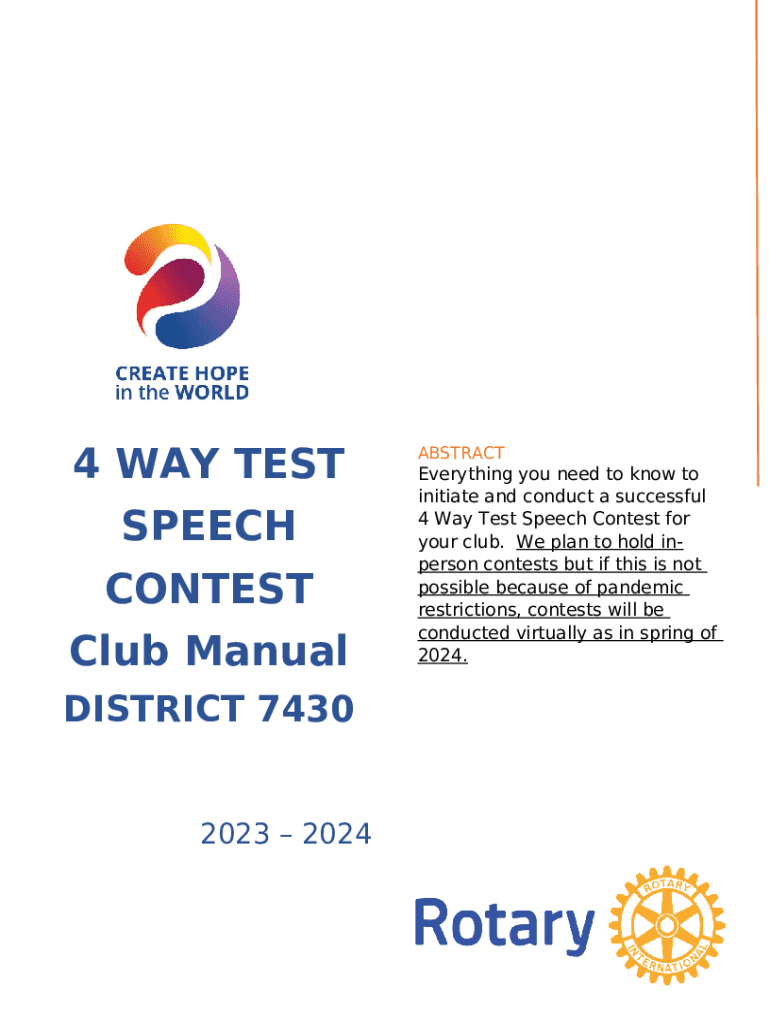 4 Way Test Speech ContestRotary Club of West Reading- ... Doc Template ...