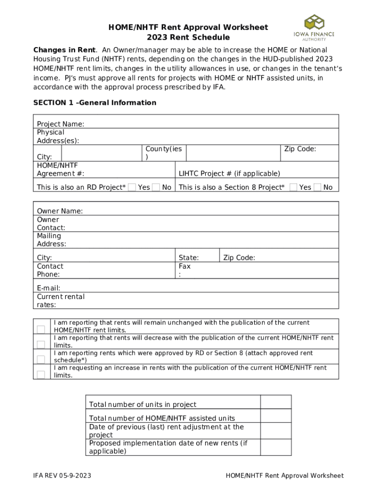 HOME/SCHTF/NHTF Rent Approval Worksheet Doc Template | pdfFiller