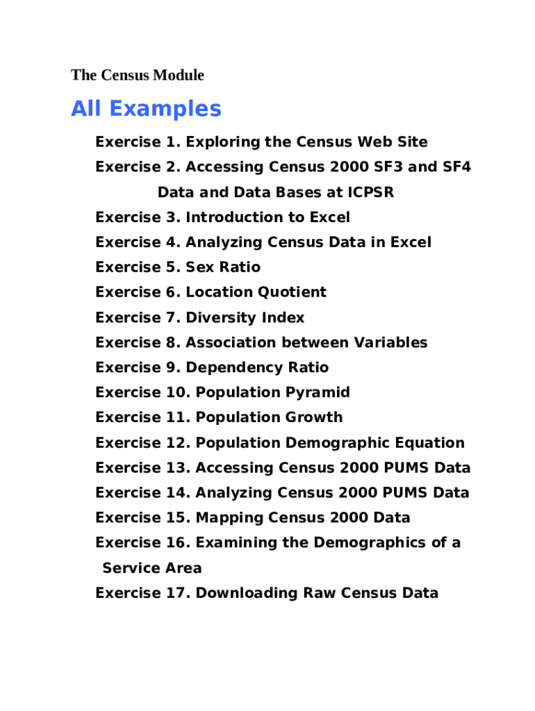 Analyzing Census Data With Excel Doc Template Pdffiller