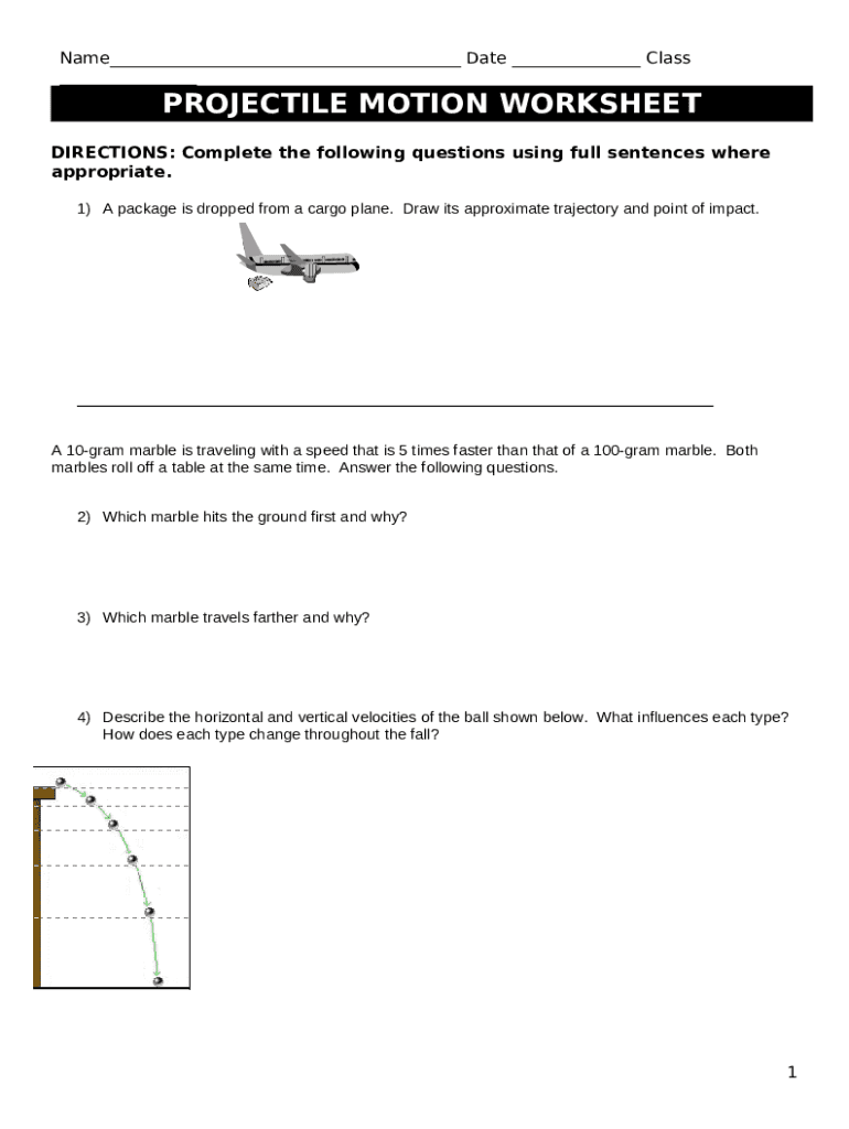 Projectile motion worksheet solutions-odds.pdf Doc Template | pdfFiller
