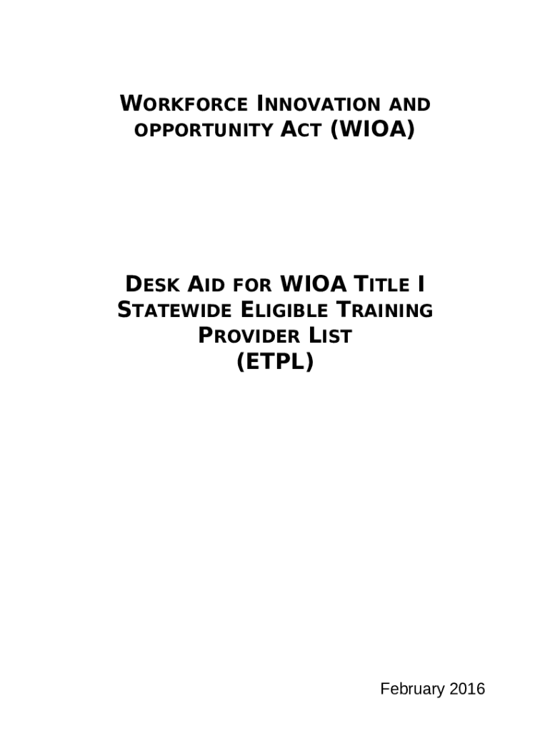 Workforce Innovation & Opportunity Act (WIOA) Training Doc Template ...