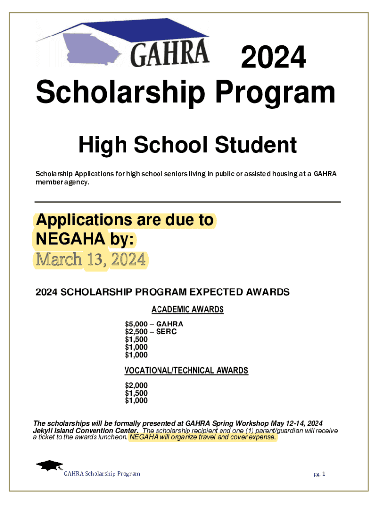 Fillable Online GAHRA Scholarships For High School Students Fax Email Print - pdfFiller