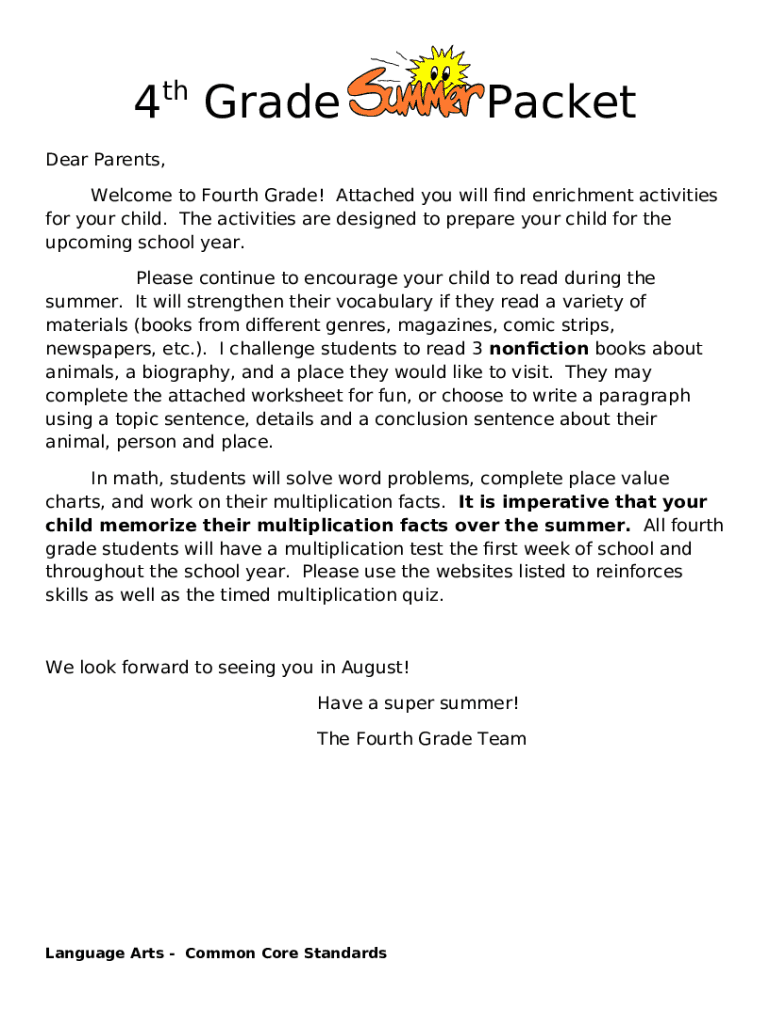 Letter to Parents - Summer Enrichment - Office of Schools Doc Template ...