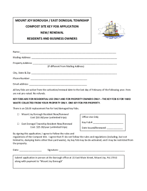 Fillable Online Compost Site Key Fob Renewal The... - Mount Joy Borough ...