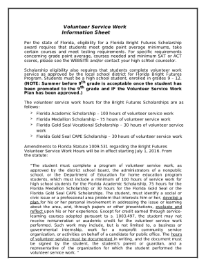 Bright Futures Scholarship Volunteer Service and Paid ... Doc Template ...