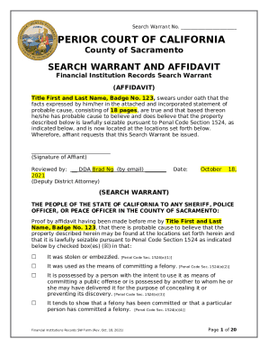 Search Warrant and Affidavit Doc Template | pdfFiller